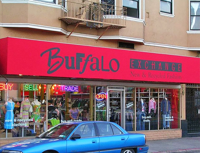 The classic red awning of Buffalo Exchange has welcomed fashion-forward bargain hunters for years. A San Francisco institution!