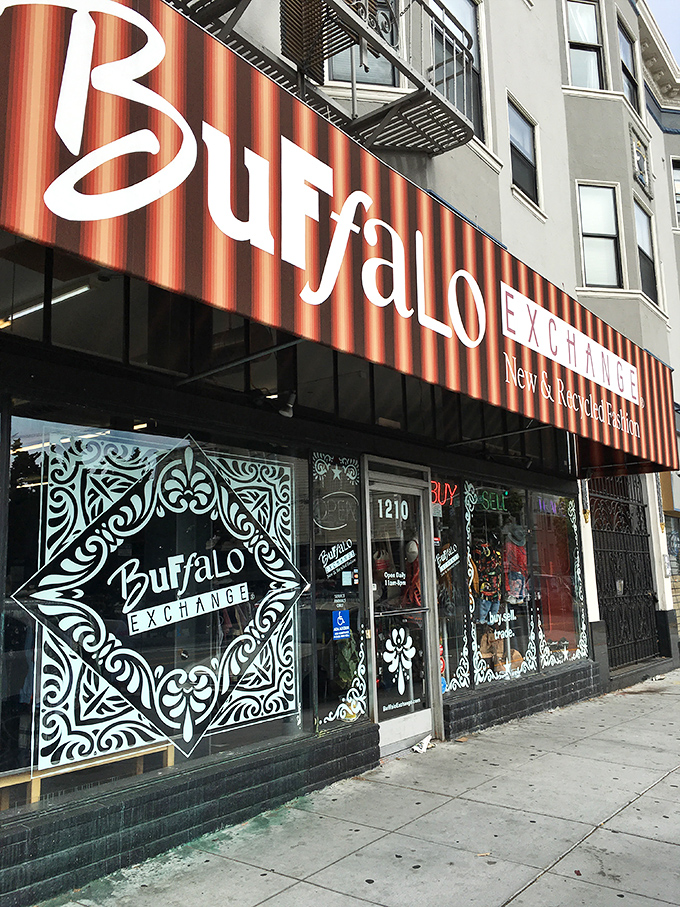 That distinctive striped awning signals you've arrived at the cool kid of thrift stores, where vintage treasures await.