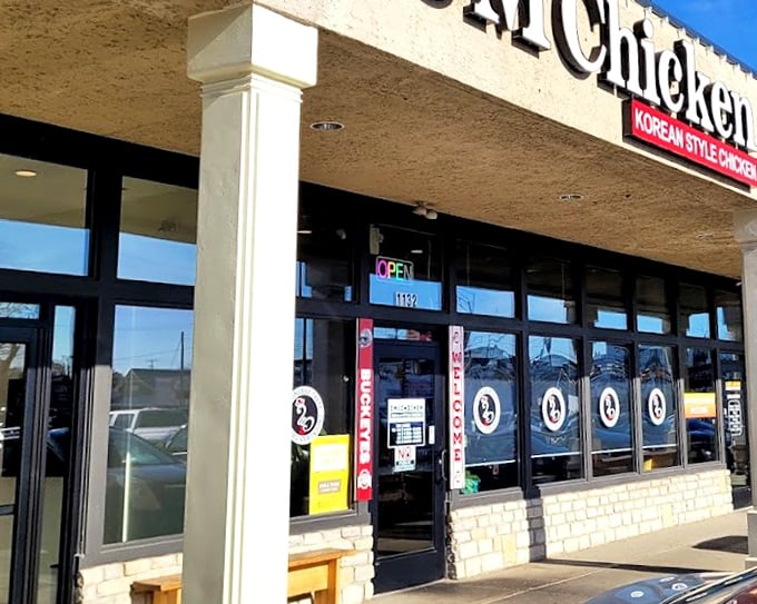 CM Chicken's entrance proudly displays its Korean fried chicken credentials. One step inside and you're transported to Seoul's best chicken shops.