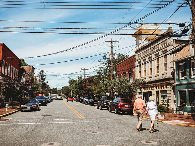 Chestertown's vibrant storefronts burst with color against the blue sky. Shopping here beats any mall experience hands down!