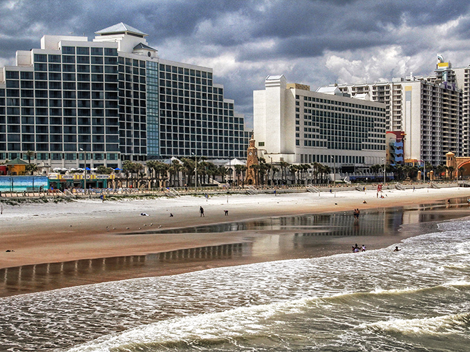The beach stretches like an endless backyard in Daytona—where retirement means sand between your toes without emptying your bank account.