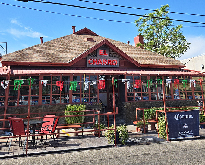 El Charro's charming red exterior and festive decorations invite you into a world where chimichangas reign supreme.