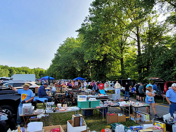 Where farm tools meet fashion finds! This covered market offers protection from rain but not from irresistible deals.