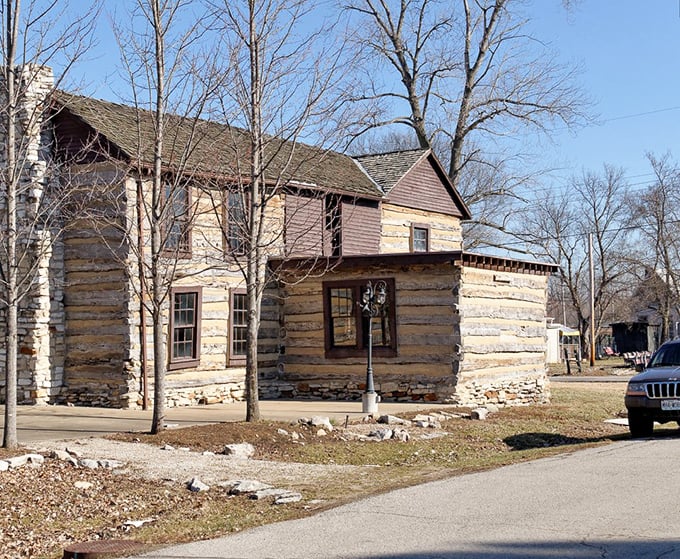 Where history is built to last, one sturdy log at a time. This cabin has survived centuries of Missouri weather with rustic dignity.