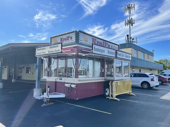 The classic drive-in style of Kroll's West reminds us of simpler times, when burgers came wrapped in paper and Packers talk was always on the menu.