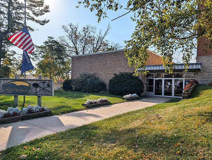 Platteville's municipal building welcomes visitors with Midwestern practicality &ndash; much like the town's housing market welcomes fixed-income retirees.