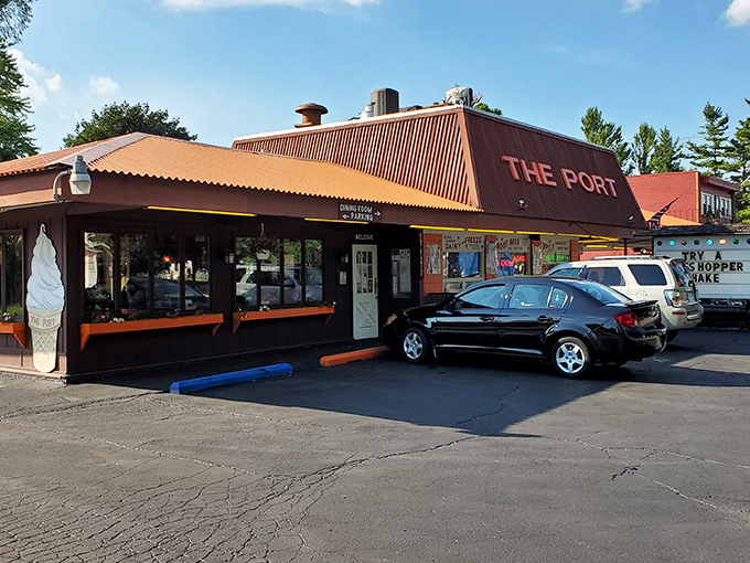 The Port's distinctive architecture whispers "pull up and stay awhile" to every passing car.