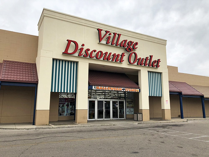 Rain or shine, Village Discount delivers divine deals. Those green and white awnings shelter shoppers from everything except savings!