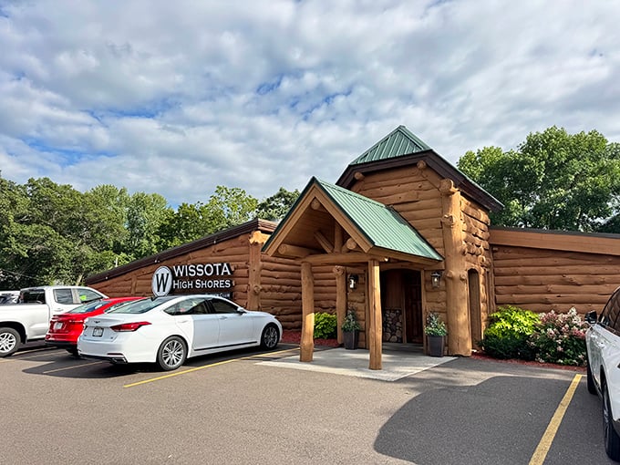Log cabin luxury at Wissota High Shores. Where rustic charm meets lakeside elegance.