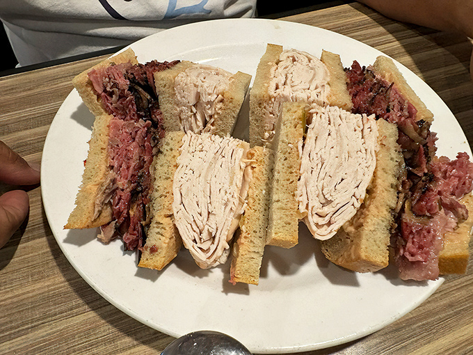 Sandwich architecture at its finest! The structural integrity of these stacked layers deserves an engineering award&mdash;and your immediate attention.