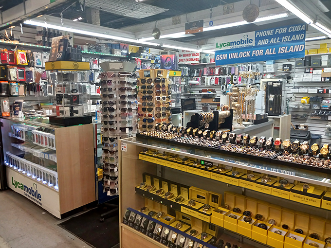 Sunglasses and smartphone accessories galore! Because nothing says "I'm prepared for anything" like having seventeen phone cases to choose from.