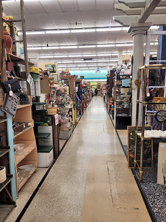 Another aisle, another decade&mdash;the store's organization makes browsing feel like walking through a timeline of American domestic life.