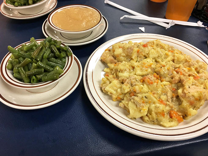 A plate that tells the story of Pennsylvania Dutch cooking&mdash;tender chicken and dumplings swimming in gravy that could make a vegetarian reconsider.