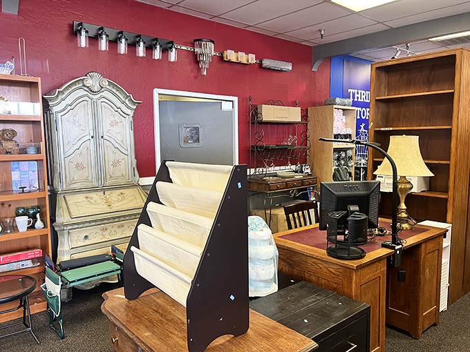 Vintage furniture with stories to tell, arranged like a museum exhibit titled "Grandma's House, But Make It Trendy."