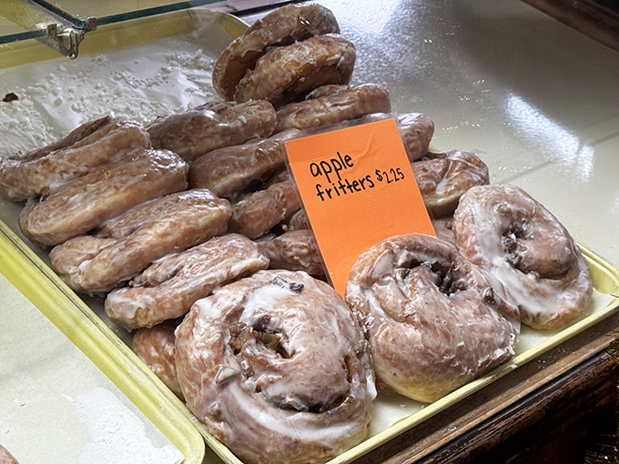 Apple fritters that could make a French pastry chef question their life choices. These golden-brown beauties are what happens when apples fulfill their highest calling.