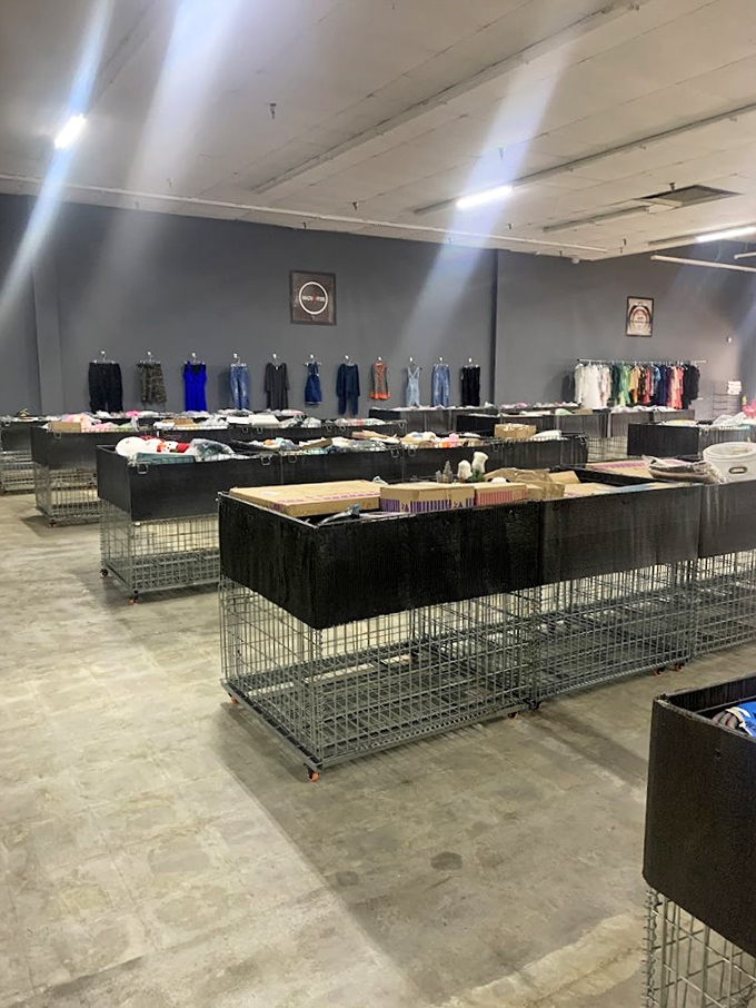 The clothing section: where patience transforms into designer finds. Those hanging dresses? Yesterday's retail therapy at tomorrow's prices.