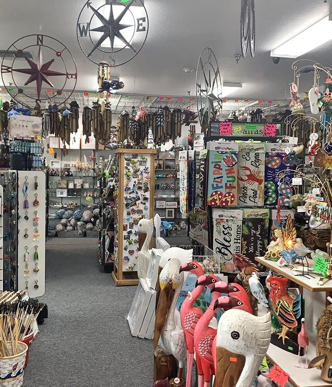 Nautical d&eacute;cor heaven where compass roses bloom on walls and flamingo art meets wind chimes. The perfect place to transform your home into a coastal retreat.