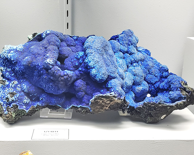 This electric blue azurite formation didn't get the memo that natural things aren't supposed to be this color—Mother Nature showing off.
