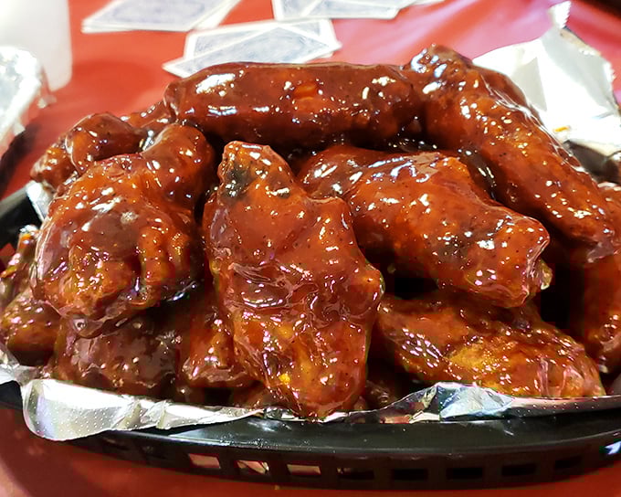 Wings glazed to perfection, proving that sometimes the best things come sauced and ready to mesmerize.