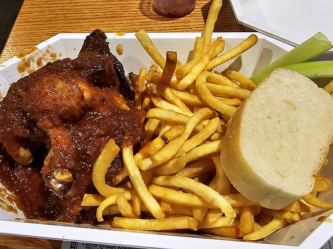 The star of the show&mdash;barbecue chicken with skin caramelized to perfection, meat so juicy it should come with a warning label, and bread to soak up every drop.