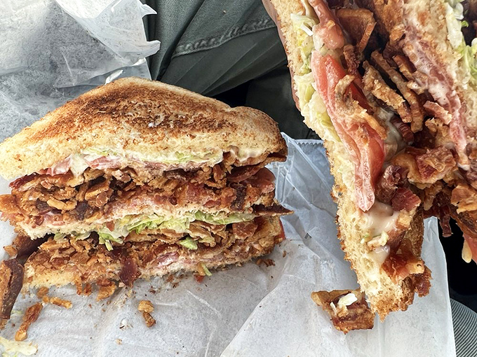 A BLT so perfectly constructed it could teach engineering students a thing or two. The bacon-to-everything-else ratio is mathematical perfection.