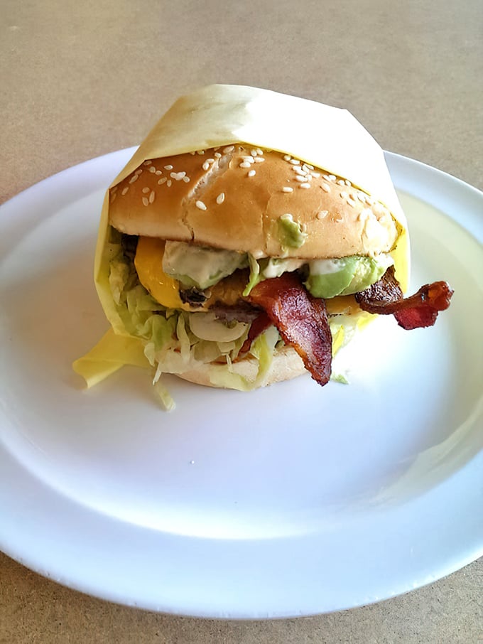 Avocado and bacon join forces with beef and cheese in this California-meets-classic-Americana burger that deserves its own theme song.