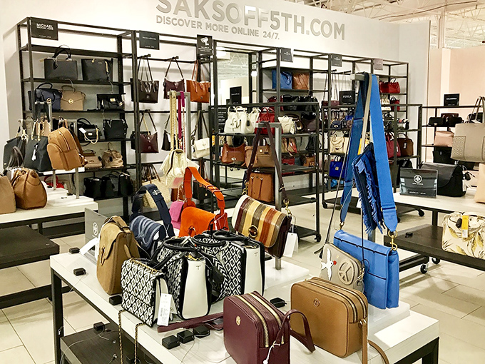 Handbag heaven at Saks OFF 5TH&mdash;where wallets go to die happy deaths and shoppers debate whether they need that seventh tote in slightly different beige.