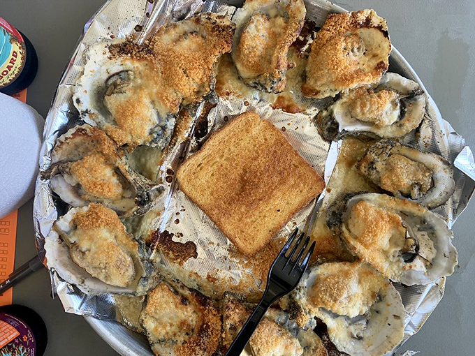 Baked oysters with a golden crown of breadcrumbs—like little seafood treasures waiting to be discovered on your plate.
