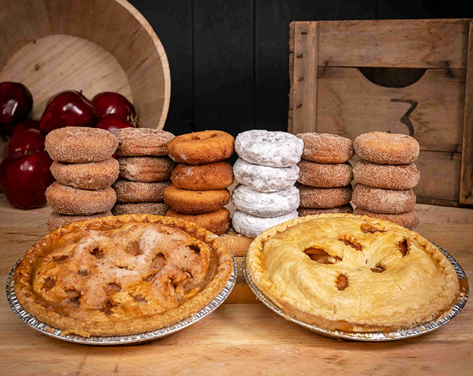 Apple pies and donuts arranged with military precision &ndash; these aren't just desserts, they're edible ambassadors from the land of "just one more bite."