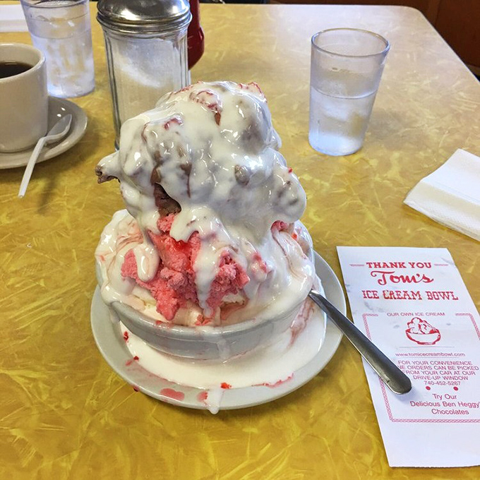 This isn't just a strawberry sundae&mdash;it's architecture with a cherry on top. The whipped cream alone deserves its own zip code.