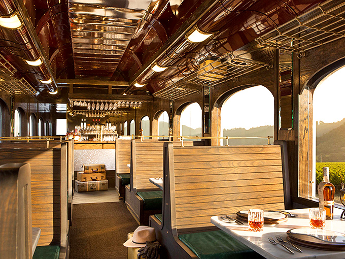 Polished wood booths and picture windows create the perfect marriage of vintage charm and vineyard views. Dinner with a moving backdrop beats any restaurant mural.