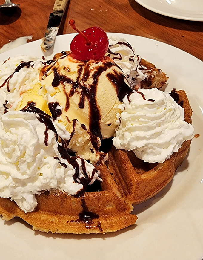 When your waffle becomes a sundae, you've officially won at both breakfast and dessert simultaneously.