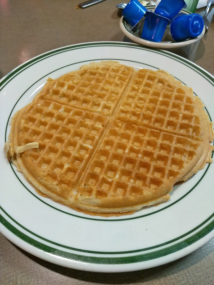 Golden waffle perfection that makes you question why anyone bothers with fancy brunch spots. Those crisp edges and tender centers are the breakfast equivalent of winning the lottery.