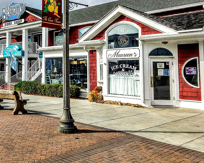 Ice cream and surf shops&mdash;the twin pillars of beach town economics. Maureen's sweet treats and Bethany Surf Shop's gear create the perfect summer equation.