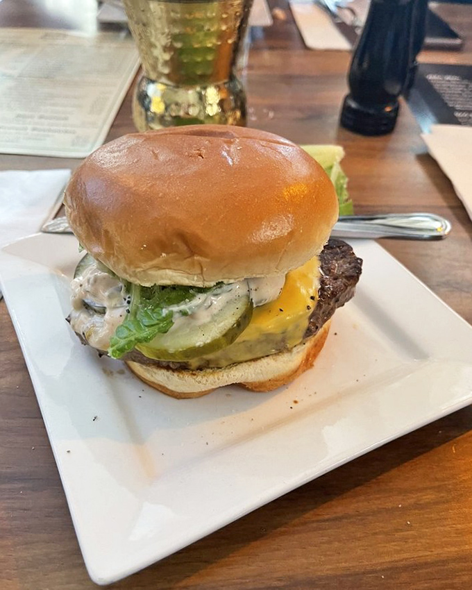 This isn't just a burger&mdash;it's edible architecture. Note how the melted cheese creates that perfect seal between beef and bun.