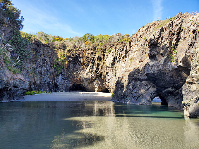Nature crafted the perfect amphitheater at Big River Beach, where the waves provide a constant soundtrack to your coastal wanderings.