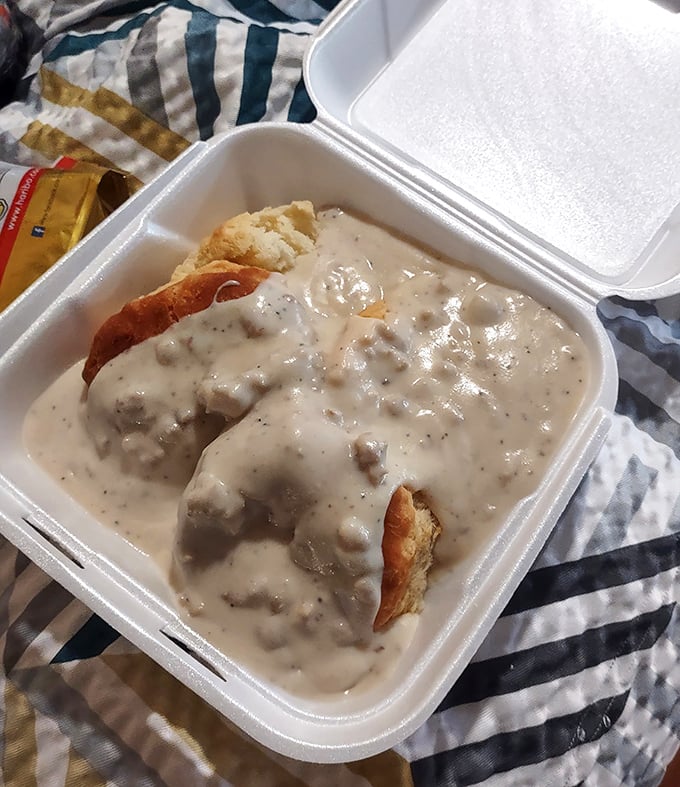 Comfort food doesn't get more comforting than this – biscuits smothered in creamy sausage gravy. The kind of dish that makes you want to hug the chef.