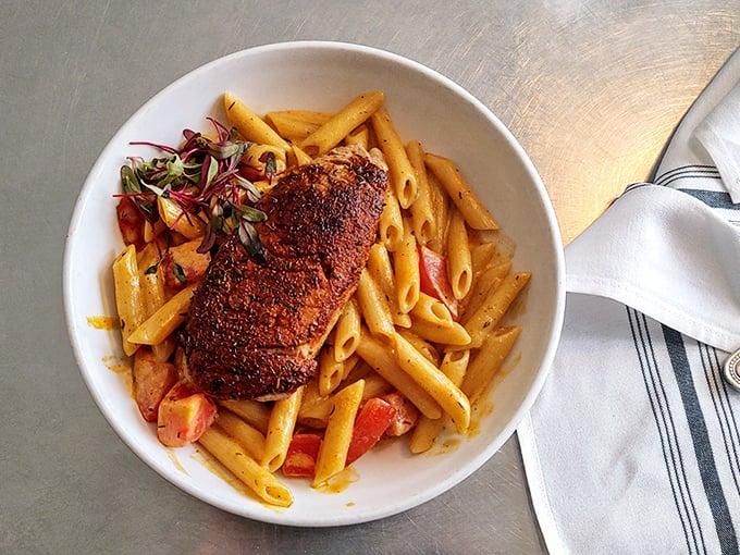 Blackened tuna atop pasta isn't just dinner&mdash;it's evidence that someone in this kitchen understands the perfect marriage of land and sea.