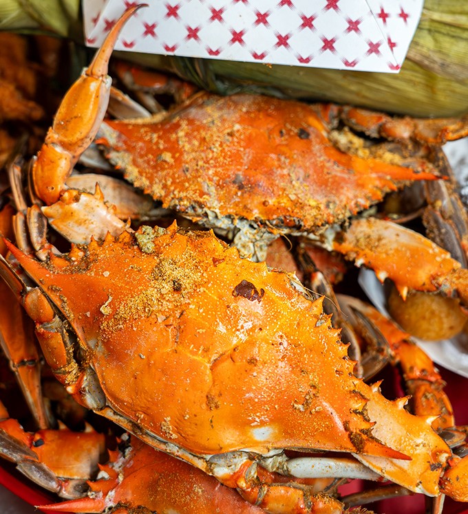Old Bay-dusted blue crabs&mdash;where getting your hands dirty isn't just allowed, it's practically mandatory for the full Delmarva experience.