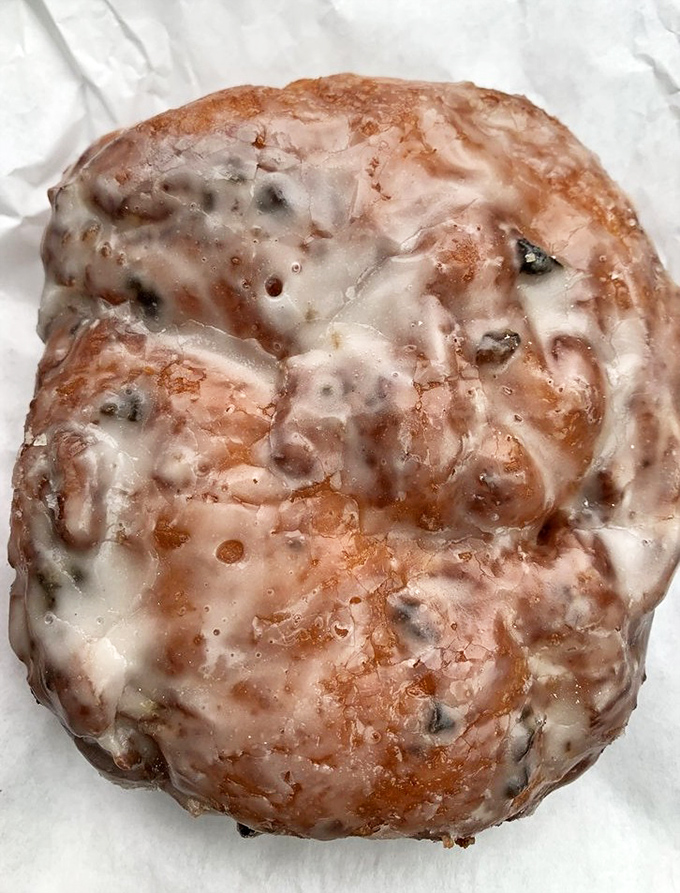 This blueberry fritter looks like it was created by Jackson Pollock if he worked exclusively in glaze and dough instead of paint. Edible art at its finest.