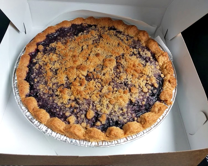 A proper blueberry pie with that perfect crumble topping&mdash;the kind that makes you consider whether anyone would really notice if you ate it all. 