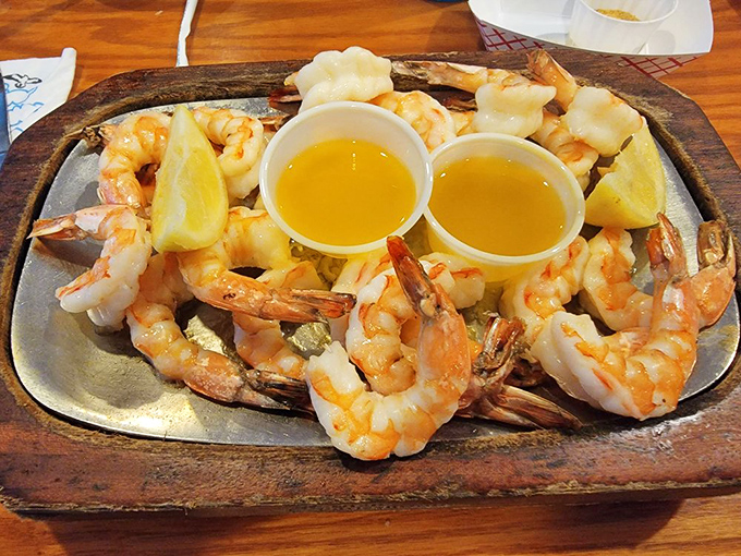 Simplicity at its finest: plump, perfectly cooked shrimp served with drawn butter and lemon. Sometimes the ocean needs no introduction, just respect.