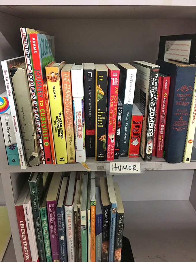 The humor section alone is worth the trip. Where else can you find "Memoirs of a Midget" next to "Don't You Just Hate That?"
