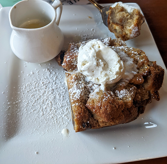 Bread pudding that would make your grandmother both jealous and proud. That bourbon cream sauce should be illegal in at least seven states.