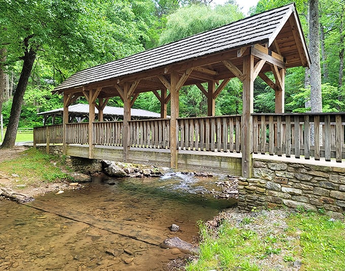 This covered bridge isn't just functional&mdash;it's a portal between everyday life and the kind of serenity money usually can't buy.