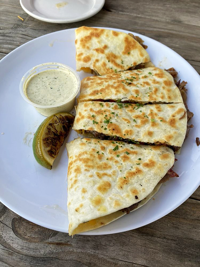 Barbecue innovation at its finest&mdash;a quesadilla that marries smoky brisket with melty cheese in a union blessed by the food gods.