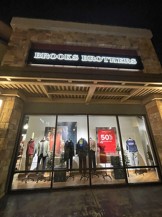 Brooks Brothers after dark&mdash;where mannequins dressed better than most of us advertise 50% off the lifestyle you've always aspired to.