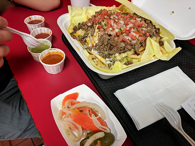 Carne asada fries&mdash;San Diego's answer to poutine. A mountain of meat and toppings that makes regular french fries look like they're not even trying.