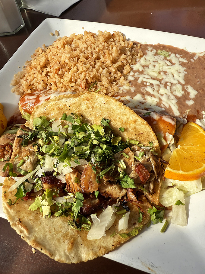 Simplicity, perfected: tender carne asada topped with fresh cilantro and onions on warm handmade tortillas. Some tacos don't need to shout&mdash;they just need to be eaten.