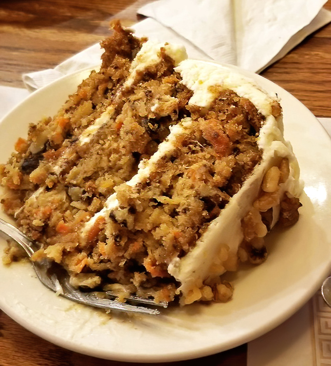 Layer upon magnificent layer of carrot cake that doesn't just satisfy your sweet tooth &ndash; it throws a party for it.